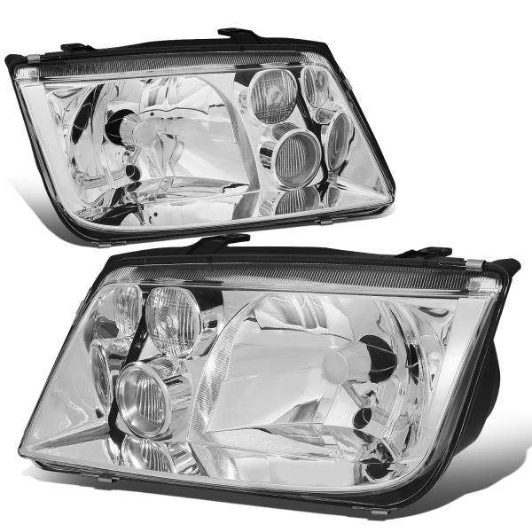 商品名:  Auto Dynasty Euro-Spec E-Code Style Halogen Headlights with Fog Lamps Compatible with VW Jetta MK4 1999-2005, Driv...