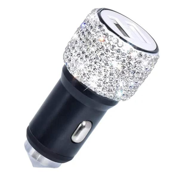 商品名: Dual USB Car Charger Bling Bling Handmade Rhinestones Crystal Car Decorations for Fast Charging Car Decors for iPho...