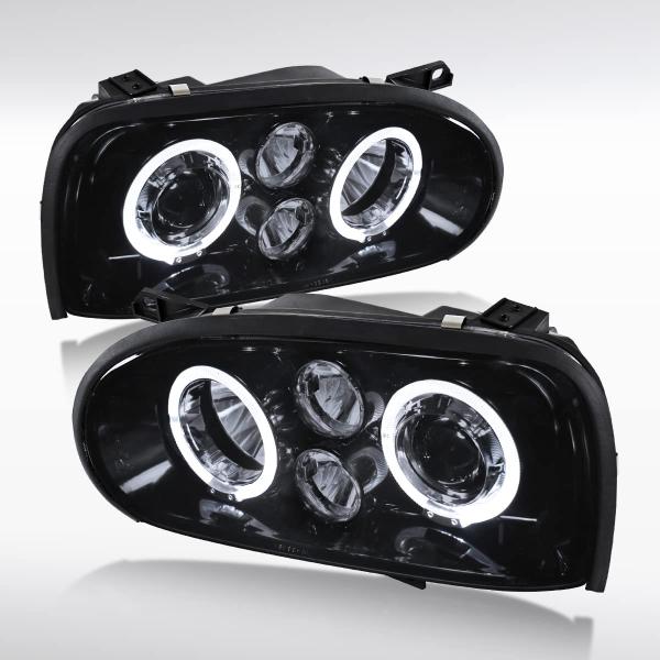 商品名: Autozensation For Volkswagen Golf Cabrio MK3 光沢ブラック ヘイロー プロジェクター フォグヘッドライト Autozensation Compatible with 1993-1998 ...