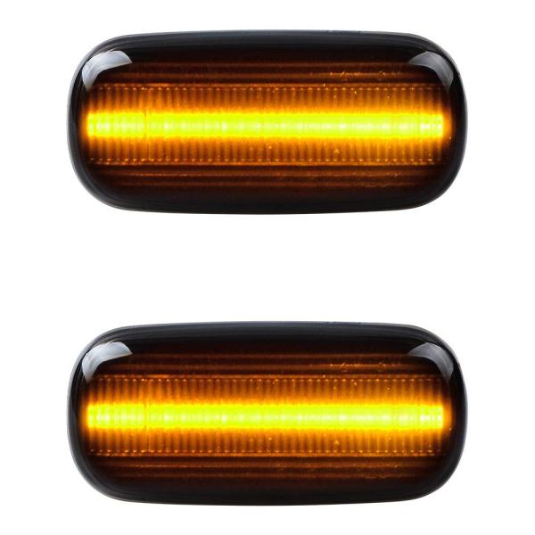 商品名:  Front Dark Smoke Lens Amber LED Side Marker Turn Signal Light Compatible with Audi B6 B7 A4 S4 RS4 8P A3 A8 D3 C5ブ...