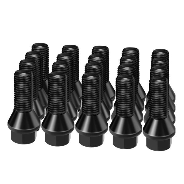 商品名: dynofit 14x1.5 27mm シャンク後付けラグボルト 20個 ソリッドブラック円錐シートスタッド A1 A2 A3 A4 A5 A6 A7 A8 S1 S2 S3 S4 S5 S6 S7 S8 フィット CC Golf...
