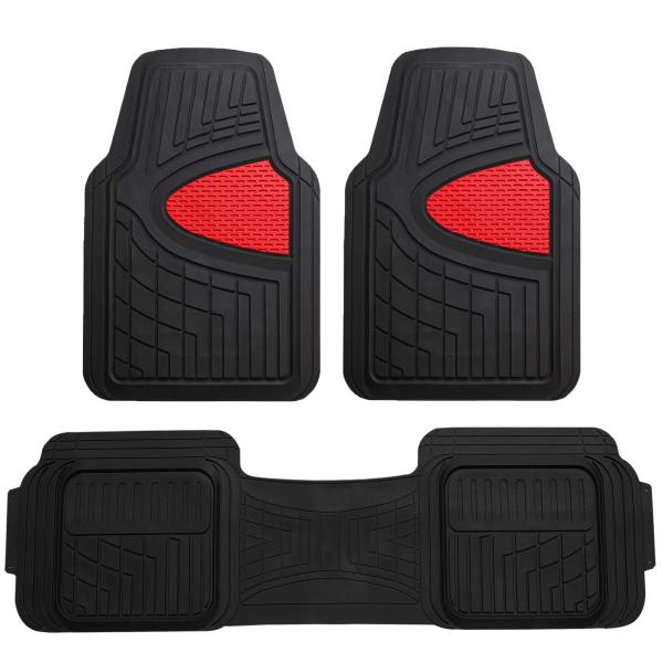 商品名:  TLH Heavy Duty Tall Channel Trimmable Floor Mats - Red Rubber Floor Mats for Cars, Universal Fit Full Set, Trimmab...