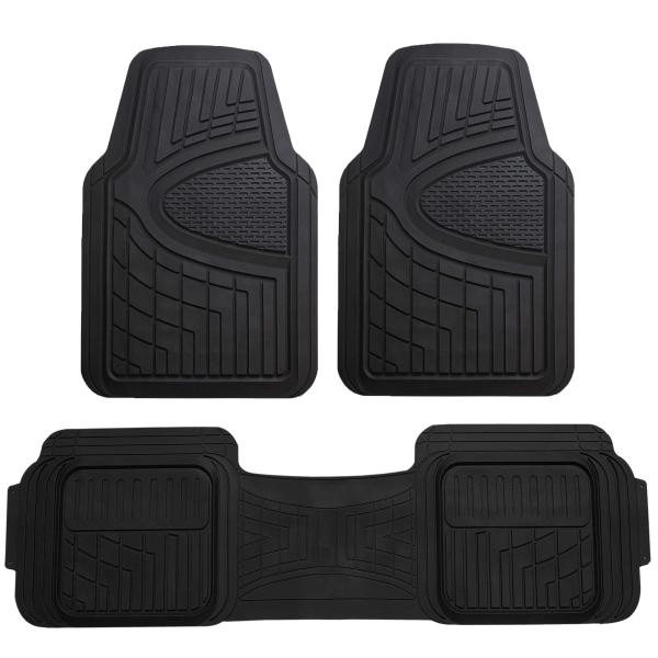 商品名:  TLH Heavy Duty Tall Channel Trimmable Floor Mats - Black Rubber Floor Mats for Cars, Universal Fit Full Set, Trimm...