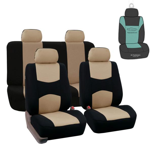 商品名: FH Group 鮮やかなフルセット フラットクロス カーシートカバー ギフト ベージュ/ブラック ほとんどの車 トラック SUV バンにフィット FH Group Vibrant Full Set Flat Cloth Car ...
