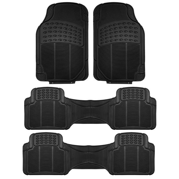 商品名:  TLH Car Floor Mats - Heavy-Duty Black 3 Row Rubber Floor Mats for Cars, Universal Fit Full Set, Trimmable Automoti...
