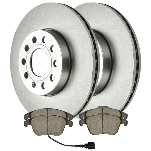 商品名: AutoShack PCD1107-R44281 フロントブレーキキットローターとパフォーマンスセラミックパッド 2組 運転席側と助手席側交換用 Audi A3 Quattro TT Quattro VW Beetle GTI E...