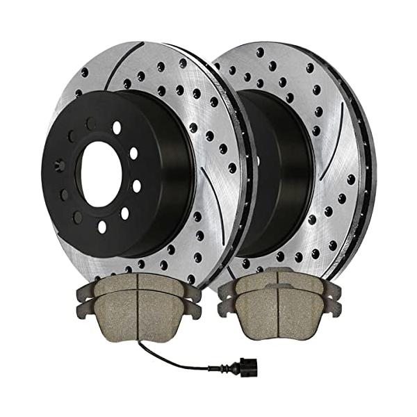 商品名:  AutoShack Front Drilled and Slotted Brake Kit Rotors Black and Performance Ceramic Pads Pair of 2 Driver and Passe...