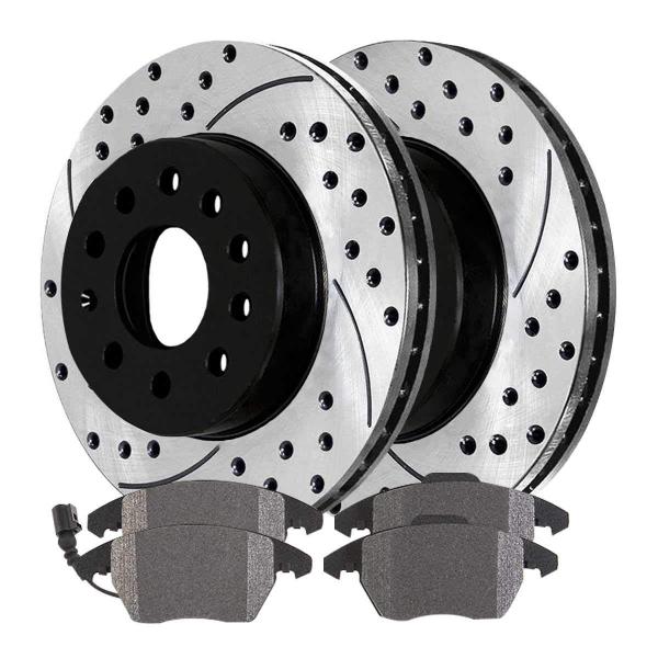 商品名:  AutoShack Front Drilled and Slotted Brake Kit Rotors Black and Performance Ceramic Pads Pair of 2 Driver and Passe...