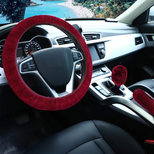 商品名: Accmor ふわふわハンドルカバー レディース ガールズ ユニバーサルフィット 15インチファー 車輪カバー&amp;ハンドブレーキカバー&amp;ギアシフトカバーセット ファッション 冬 暖かい ファジー車 ホイールプロテクタ...