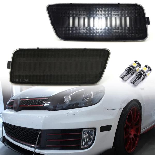 商品名: NSLUMO ホワイトフロントバンパー LEDサイドマーカーライト ゴルフ MK6 GTI スモークレンズ サイドライト OEM サイドマーカーランプ交換用 NSLUMO White Front Bumper Led Side M...