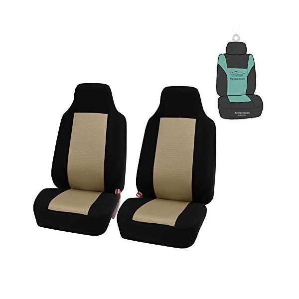 商品名: FH Group 自動車シートカバー ベージュ インテリア フロントシートのみ アクセサリー ハイバックコンボ クラシッククロス カーシートカバー フロントセット ユニバーサルフィット 車 トラック SUV カーインテリアアクセサ...
