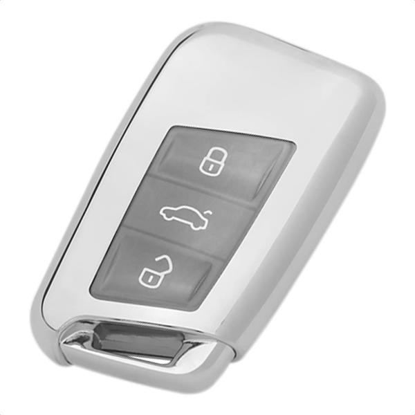 商品名: TANGSEN スマートキーフォブケース シルバーTPU保護カバー Skoda KODIAQ用 フォルクスワーゲン VW Atlas Golf ALLTRACK Jetta Passat TIGUAN 3 4ボタン キーレスエント...