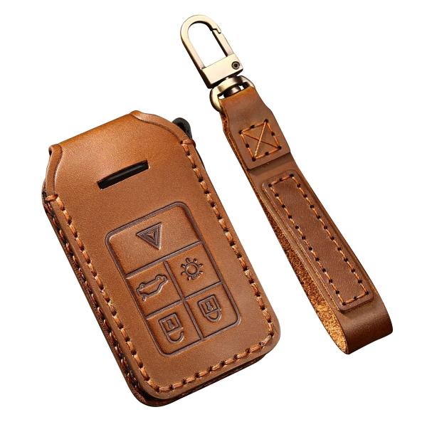 商品名: ontto 5ボタンキーフォブカバー ボルボ用 本革 カーキーケース バッグ ブラウン ontto 5-Button Key Fob Cover for Volvo Genuine Leather Car Key Case Bag...