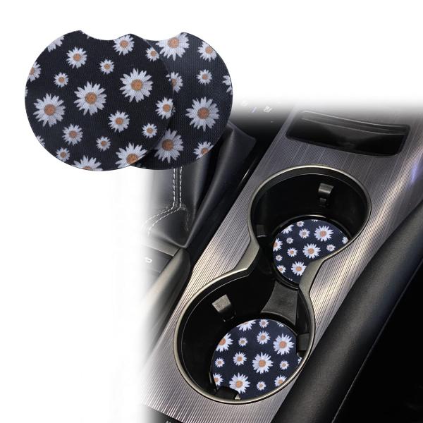 商品名: JUSTTOP 車用カップホルダーコースター ネオプレン製 ドリンク吸収性 2個 ユニバーサル自動吸水性カップホルダーインサートコースター 簡単取り外し かわいい自動車インテリアアクセサリー 小さな花 JUSTTOP Car Cu...