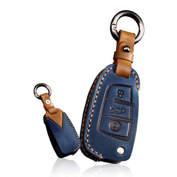 商品名: ontto 本革キーフォブカバーケース 完全保護 アウディA1 A3 A4 A5 A6 Q2 Q3 Q7 TT S3 R8 ブルー ontto Genuine Leather Key fob Cover Case Full Pro...