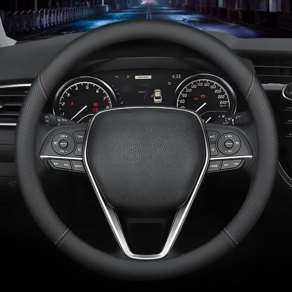 商品名: Nappa プレミアムレザーカーハンドルカバー 滑り止め 通気性 ユニバーサル 15インチ ブラック LKWLIKEI Nappa Premium Leather car Steering Wheel Cover, Non-Sli...