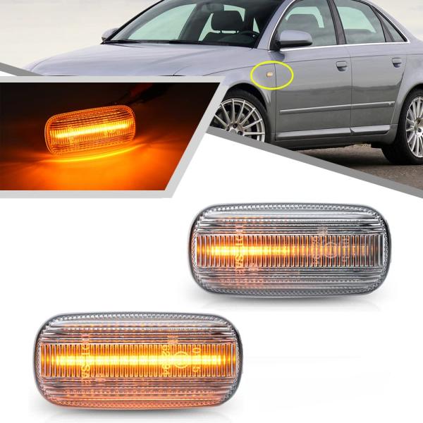 商品名:  2Pcs LED Dynamic Sequential Blink Side Marker Lights for Audi A3 8P A4 S4 RS4 A6 S6 RS6 Clear Lens Turn Signal Lig...