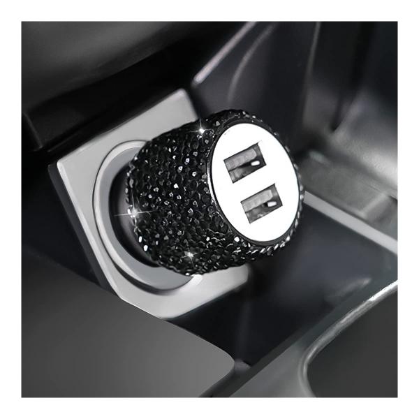 商品名: Bling Dual USB 車載充電器アダプター、18W 出力手作りラインストーン クリスタル QC3.0 高速充電アダプター iPhone 13/12/12 Pro Max/XS、Samsung Galaxy、女性用オートアク...