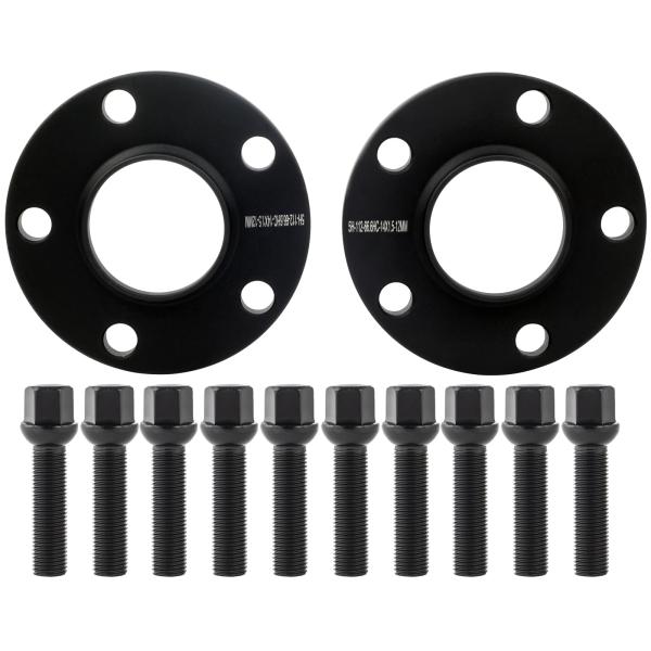 商品名: DCVAMOUS ホイールスペーサー 2個 ブラック 5x112 ハブセントリック ホイールスペーサー 12mm 14x1.5ボルト付き (40mmシャンクボールシートタイプ) 66.56 ボア Benz Au-di 5ラグ対応 ...
