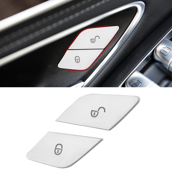 商品名:  Jaronx Compatible with Mercedes Benz Door Lock Button Cover, Chrome Door Lock Switch Button Sticker Driver Door Lo...