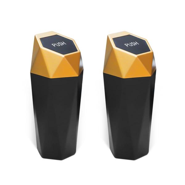 商品名: 車用ゴミ箱 蓋付き 2個 ミニポータブル 自動ゴミ箱 小さな漏れ防止 ダイヤモンドデザイン 防水 車両 ゴミ箱 自動車 ホーム オフィス キッチン 寝室用 (ゴールド, 2) 2PCS Car Trash Can with Lid...