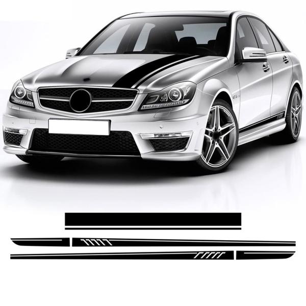 商品名: メルセデスベンツCクラスW204C63クーペセダンエステートC200AMGアクセサリーエディション507カーフードデカールサイドストライプスカートステッカーに適合 Teptdirio Fit for Mercedes Benz C...