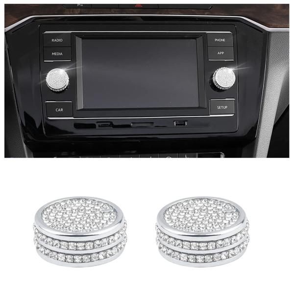 商品名: PIFOOG キラキラ光るインテリアアクセサリー フォルクスワーゲンクリスタル用 (ボリュームノブ-2個) PIFOOG Car Accessories for VW Bling Volume Knob Covers Decals...