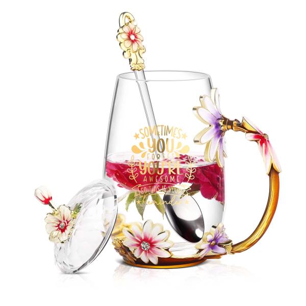商品名: Luka Tech Blume Glas Tasse Tee Tasse, Geschenke f〓r Frauen, Geburtstag,mama,Muttertag, Weihnachten, manchmal verges...