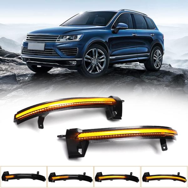 商品名: FetonAuto ダイナミックサイドミラー ウィンカーライト VW VOLKSWAGEN TOUAREG II 2010-2018用 シーケンシャル アンバー サイドマーカー ミラーライト ウィンカーインジケーター 交換用 Fe...