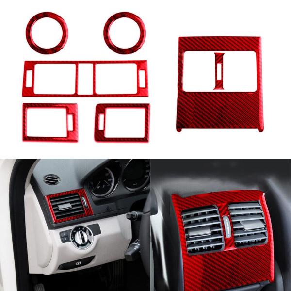 商品名:  Car Interior Parts 7 Pieces red Carbon Fiber air Vent Cover Trim for Mercedes-Benz C-Class W204 2007-2013 Carbon F...