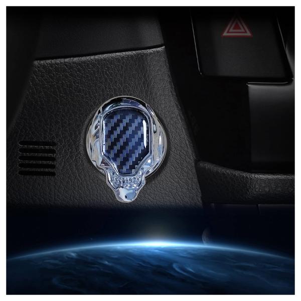 商品名: Junecarp 車のエンジンスタート/ストップボタンカバー、車のスタートストップ保護カバー ゼネラルモーターズ イグニッションスイッチ 装飾カバー、シビック CRV XRV チャレンジャーチャージャー CHR(スカルシルバー) ...