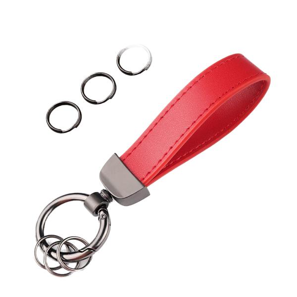 商品名: レザーカーキーチェーン クリエイティブ 個性的 レザーカーキーフォブ カーアクセサリー ユニバーサルキーフォブ キーチェーン 男女兼用 (レッド) Turcee Leather Car Keychain,Creative Pers...