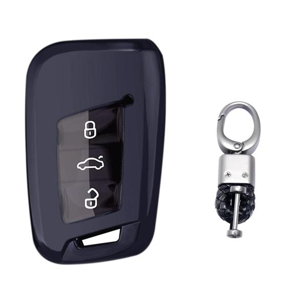 商品名: Xotic Tech パープルブラック TPU キーフォブシェル フルカバーケース キーチェーン付き Volkswagen Passat Arteon Atlas Jetta Skoda CC Golf 7 Tiguan MK2 ...