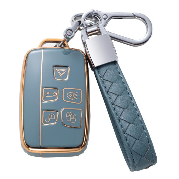 商品名: CHEZENHUI ランドローバー キーフォブカバー ブラック CHEZENHUI Compatible with Land Rover Key Fob Cover with Leather Lanyard, Car Key Ca...