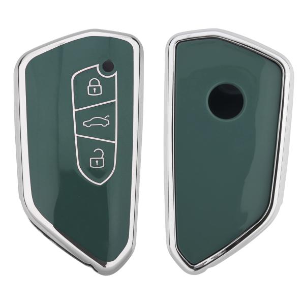 商品名: kwmobile VW Golf 8 3-ボタン 車のキー対応 キーケース - キーカバー 鍵カバー TPU 光沢仕上げ - 車鍵 耐衝撃 保護 青色/シルバー kwmobile Key Cover Compatible with...