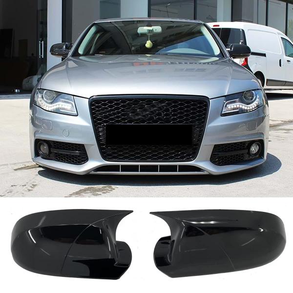 商品名: ドアミラーカバー グロス ブラック バットスタイル サイドミラーカバーキャップ リアビュー 交換用 Audi A4 B8 2008-2015用 Door Mirror Covers Gloss Black Bat Style Si...