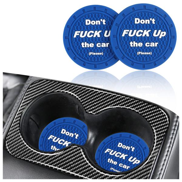 商品名: 2 Pack Don't Fuck up Personalized Colorful Coasters for Car Cup Holder Rubber Anti Slip Cup Holder Insert Coaster C...