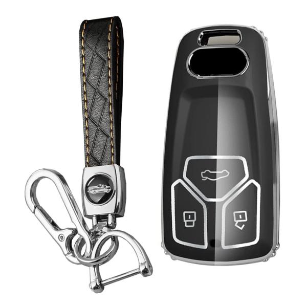 商品名:  KUNIO Car Key Fob Cover Fit for Audi A3 A4 S8 RS TTS Key Protective Cover Keychain TPU Key Holder Car Key Case 3 B...