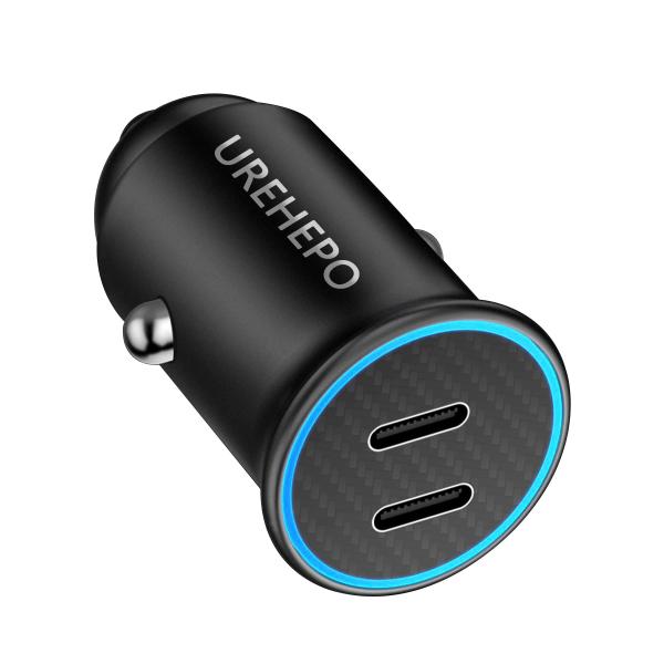 商品名: UREHEPO USB C カーチャージャー 40W PD デュアルポート 高速充電 カーアダプター Type C コンパクトカーチャージャー iPhone 14 13 12 11 Pro Max iPad Pro Samsung...