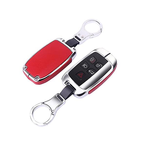 商品名: KUNIO 車用キーフォブカバーケース ランドローバー レンジローバー Sport Evoque キー保護カバー キーチェーン キーホルダー 5ボタン, 赤, M KUNIO Car Key Fob Cover Case Fit ...