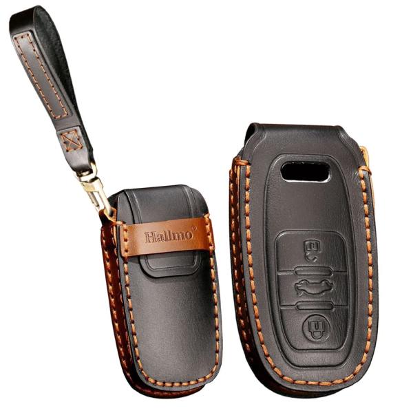 商品名:  KUNIO Leather Car Key Fob Cover Case Fit for Audi A3 A4 A8 A6L A8L Q8 E-Tron RS6 RS7 SQ8 Key Protective Cover Key ...