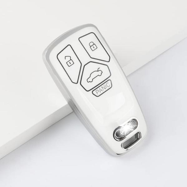 商品名:  1797 Key Fob Cover for Audi Q5 Q7 A4 A5 S4 S5 TT Accessories Car Remote Case Shell Protector Women Men White Silve...