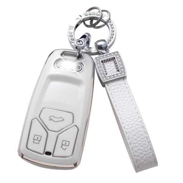 商品名: CHEZENHUI Audi キーケース シェル ストラップ付き CHEZENHUI for Audi Key Fob Cover with Microfiber Leather Lanyard, Car Key Case She...