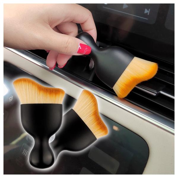 商品名: Aokdom ミニカーディテーリングブラシ 密集した毛 傷のつきにくいインテリアダストブラシ 車のダッシュボード、エアコンの通気口、隙間、キーボードクリーニングツールに適しています。(ブラウン-2個) Aokdom Mini Ca...