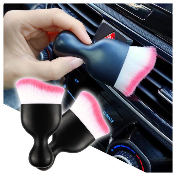 商品名: Aokdom ミニカーディテーリングブラシ 密集した毛 傷のつきにくいインテリアダストブラシ 車のダッシュボード、エアコンの通気口、隙間、キーボードクリーニングツールに適しています。(ホワイト+レッド-2個) Aokdom Min...