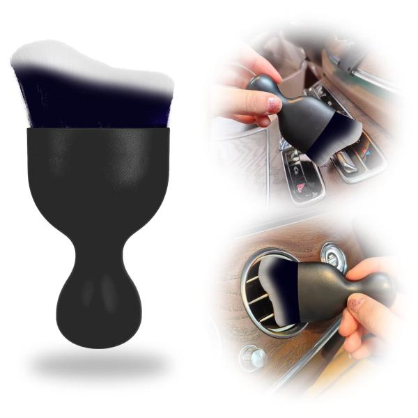 商品名: カーインテリアディテーリングソフトブラシディテーリングインテリアオートインテリアソフト脱毛ブラシスクラッチフリー、クリーニングダッシュボードカーブデザインユニバーサルカーブラシツール(ブラック-ホワイト) 1個 1PCS Car ...