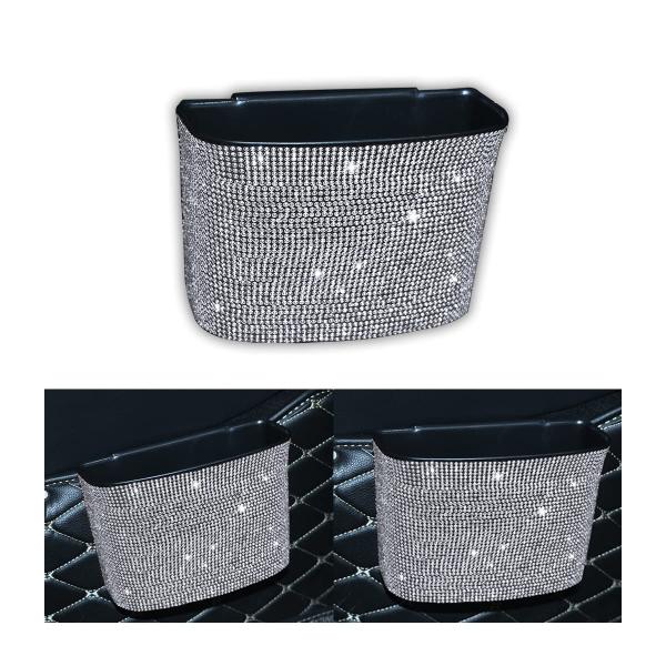 商品名: BELOMI (ベロミ) 車用ゴミ箱 キラキラ光るごみ入れ 自動用 吊り下げ式くずかご 輝くラインストーン付き ポータブルミニダストボックス 車用トイレ収納アクセサリー オフィス キッチン ホーム (ホワイト) BELOMI Ca...