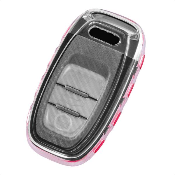 商品名: TANGSEN キーフォブケース TPUカバー Audi A4 A5 A6 A7 A8 Q5 S5 S6 S7 S8に対応 透明カーボンファイバーテクスチャ 3&amp;4ボタン保護キーシェル(レッド) TANGSEN Smart...