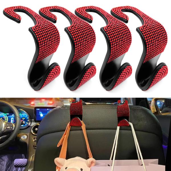 商品名:  OSIFIT 4PCS Car Seat Hooks, Bling Car Rhinestone Headrest Hooks, Universal Bling Car Interior Accessories, for Han...