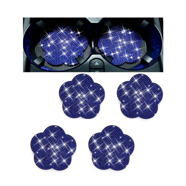 商品名: Moioee キラキラ光る車用カップホルダーコースター ラインストーンプラムブロッサム車両滑り止めカップホルダーインサートコースター クリスタル耐衝撃カップマット ダイヤモンドがいっぱい 男女兼用 (ブルー) Moioee 4PC...